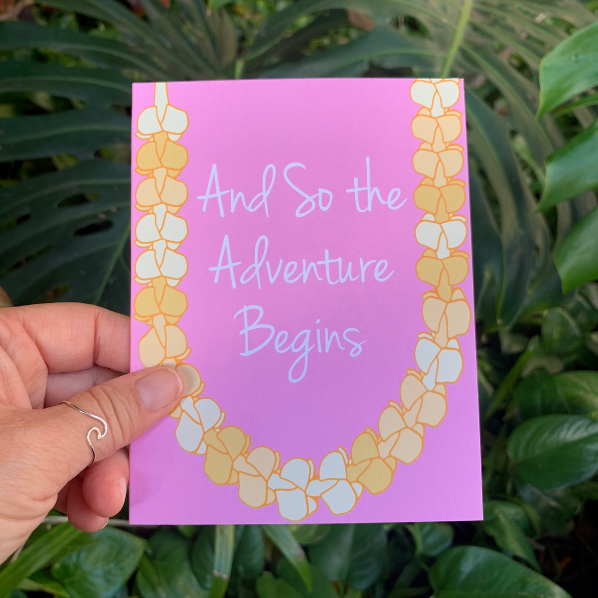 And So The Adventure Begins Puakenikeni Greeting Card – Debby Sato Designs