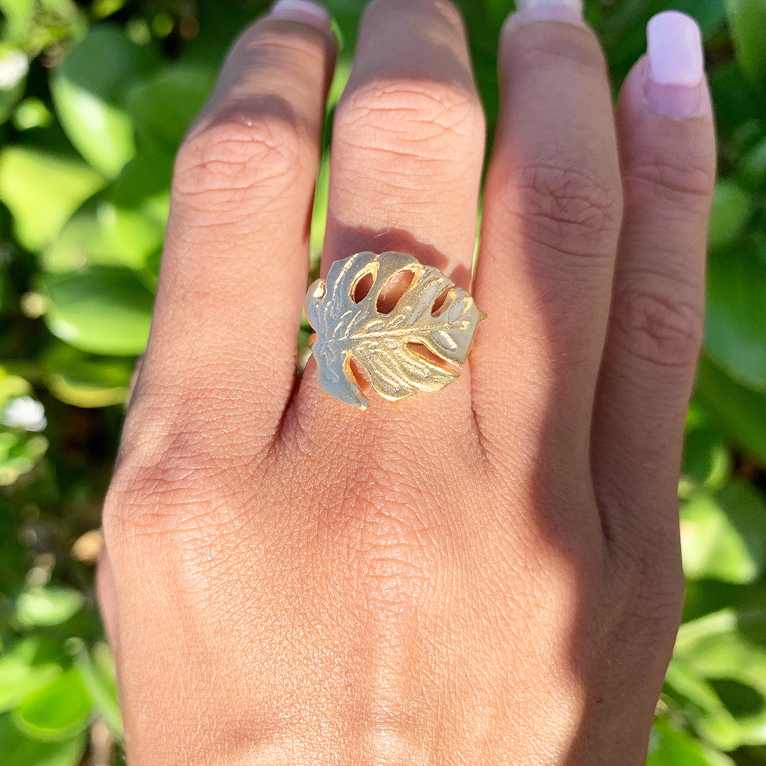 Monstera Ring (14k Gold over Sterling Silver) – Debby Sato Designs
